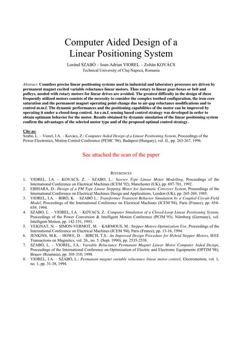 pdf computer aided design of a linear positioning system
