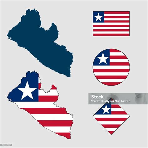 リベリアの国別地図のベクターは白い背景に孤立した旗が設定されたシルエットを輪郭を描きます アイコンのベクターアート素材や画像を多数ご用意