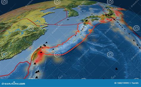 Okinawa Plate Outlined Topographic Stock Illustration Illustration