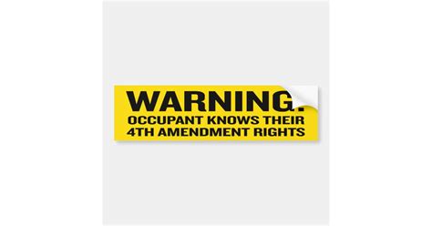 4th Amendment Warning Stickers Zazzle