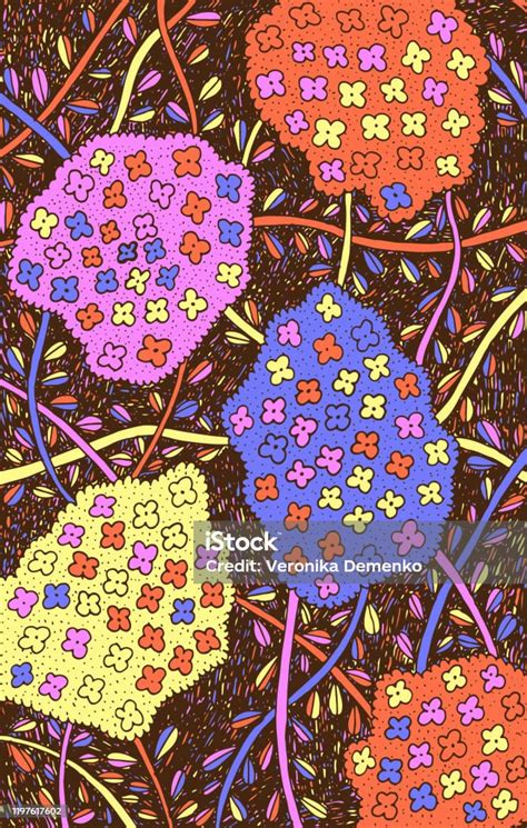 泰姆 花卉插圖五顏六色的植物繪圖圖形迷幻多彩線條藝術向量圖稿向量圖形及更多創作性圖片 創作性 圖畫 藝術品 垂直構圖 Istock