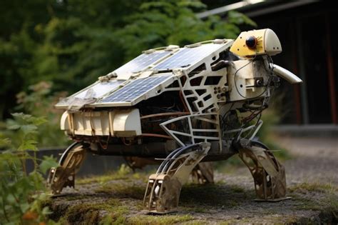 premium ai image biohybrid robot with solar panels for energy efficiency