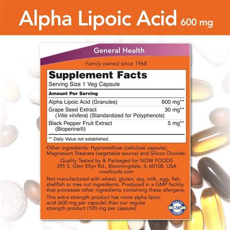 Now Foods Alpha Lipoic Acid 600mg 240 Veg Capsules 2 Pack