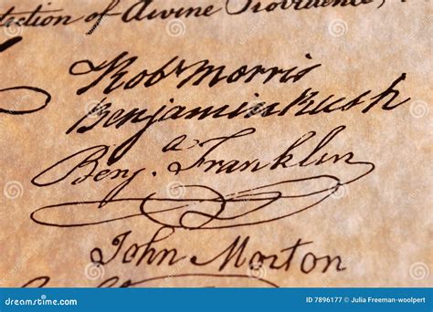 Benjamin Franklin S Signature Stock Image Image Of History America 7896177