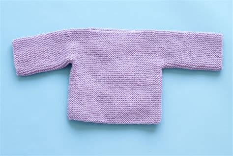 Free Knitting Pattern For An Easy One Piece Garter Stitch Baby Sweater