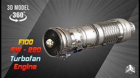 F100 - PW - 220 Turbofan Engine | Markos3d | 360 Degree Turn Around ...