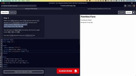 Learn Typography By Building A Nutrition Label Step 4 Freecodecamp