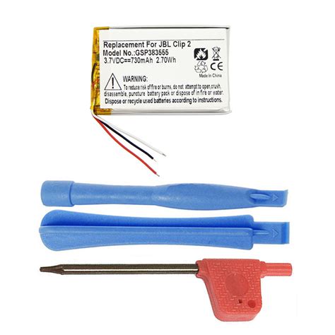 GSP383555 Battery Replacement for JBL Clip 2 Bluetooth Speaker 730mAh