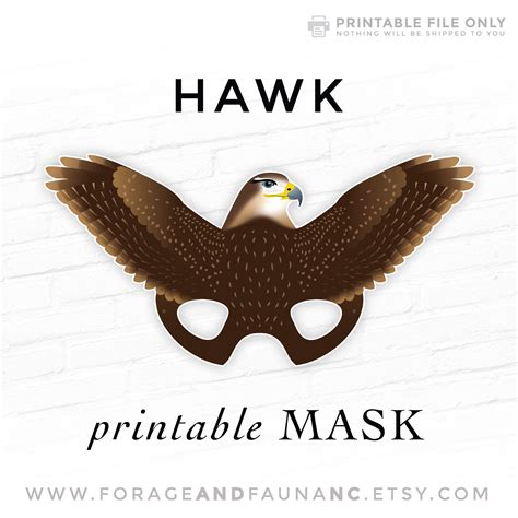 Printable Hawk Mask Halloween Party Printable Falcon Mask Bird Masks