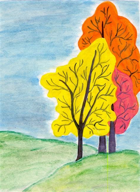 Осенние рисунки для срисовки для детей