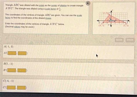 Solved Triangle Abc Was Difated With The Origin As The Center Of