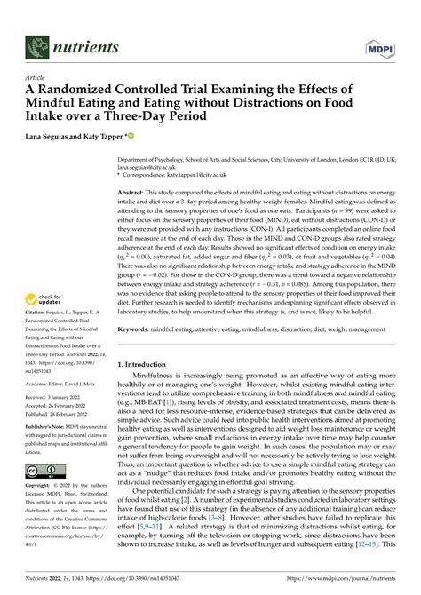 Pdf A Randomized Controlled Trial Examining The Effects Of Mindful Eating And Eating Without