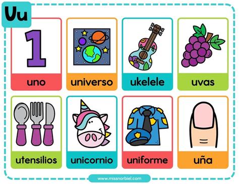 Palabras con u para niños Las vocales preescolar Palabras con i