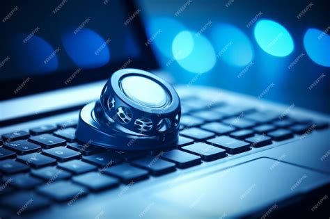 Premium Photo Close Up Of Laptop Computer On Desk With Glowing Email Letter Icons On Blurry