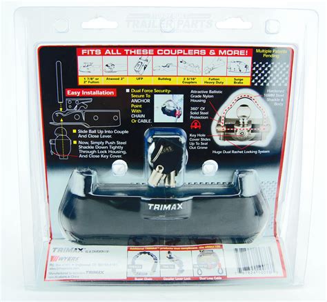 Trimax Universal Boat Trailer Coupler Tongue Hitch Lock Umax100