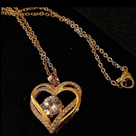 Unknown Jewelry Heart Cubic Zirconia 4 Kt Gold Over Sterling Silver