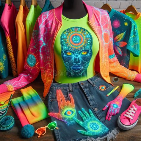 Integrating Bright Neon Colors Into Outfits For A Bold And Energ Stock