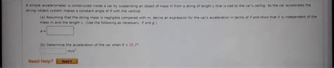 solved a simple accelerometer is constructed inside a car by