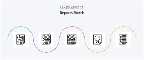 Reports Sketch Line 5 Icon Pack Including Four Data Report Report
