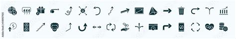 Flat Filled User Interface Icons Set Glyph Icons Such As Cart Interface Swirly Arrow D