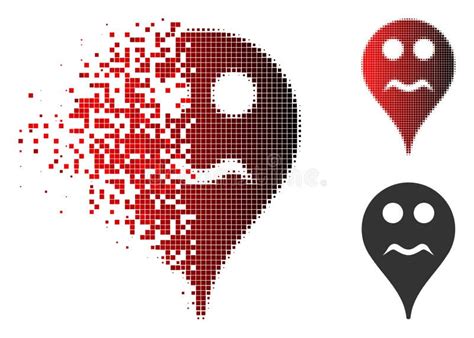 Shredded Dot Halftone Serious Smiley Map Marker Icon Stock Vector Illustration Of Dissipation