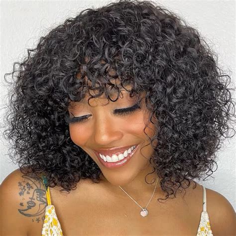 Glueless Short Curly Human Hair Bob Wig Machine Made Tinashe Hair