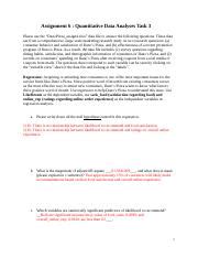 Assignment Docx Assignment Quantitative Data Analyses Task