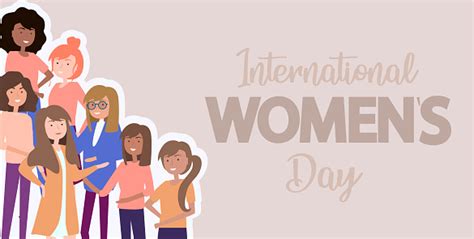 국제 여성의 날입니다 다른 여자와 그림입니다 편집 가능한 벡터 일러스트 레이 션 International Womens Day에