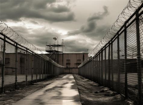 Premium Photo Prison Watchtower Protected By Wire Of Prison