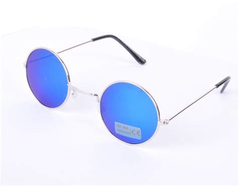 Vtg Round Reflective Blue Lens 90s John Lennon Glassessunglasses