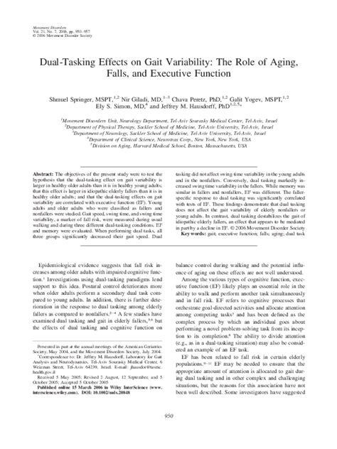 Pdf Dual Tasking Effects On Gait Variability The Role Of Aging
