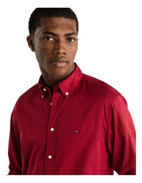 Tommy Hilfiger 1985 Relaxed Flex Poplin Shirt In Red Myer