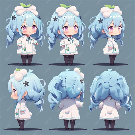 Premium Photo Character Of Female Chibi Kawaii Scientist Lab Coat Cool Tones Microscope