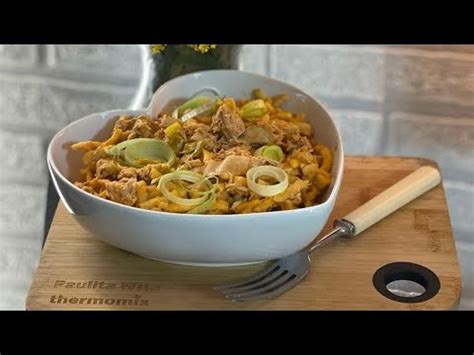 Szybka potrawka z kurczaka i pora z kluskami spätzlami Thermomix Tm6