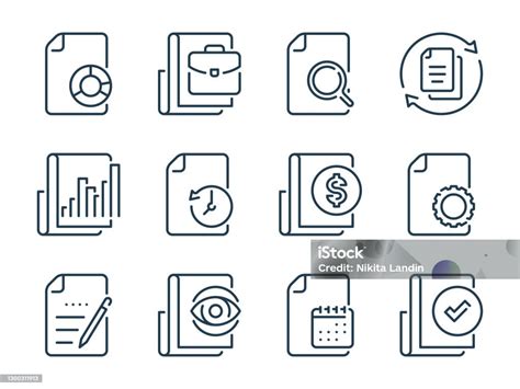 Rapport Document Dentreprise Et Liste De Recherche Des Icônes De Ligne