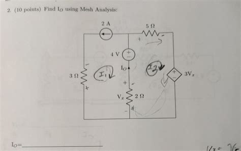 solved 2 10 points find io using mesh analysis io 3 Ω