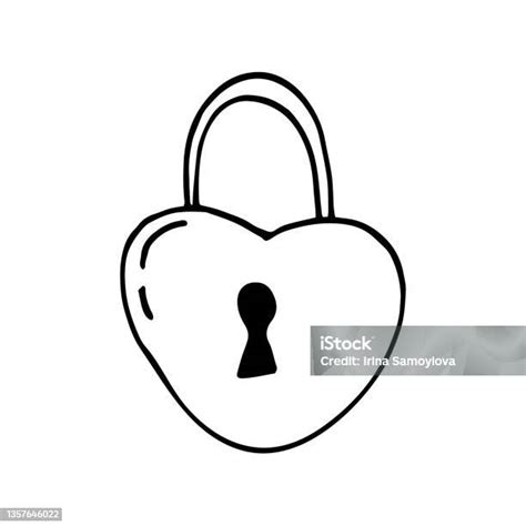 자물쇠 하트 손으로 그린 낙서 벡터 스칸디나비아 북유럽 미니멀리즘 아이콘 스티커 사랑 결혼식 발렌타인 데이 2월에 대한 스톡 벡터 아트 및 기타 이미지 Istock