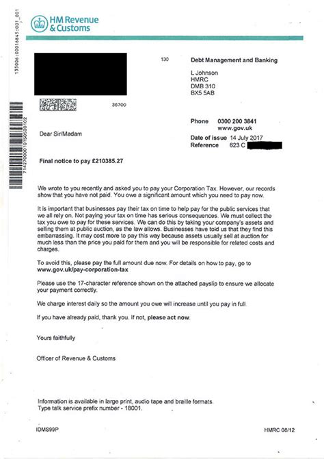 Sample HMRC Letters Business Advice Services
