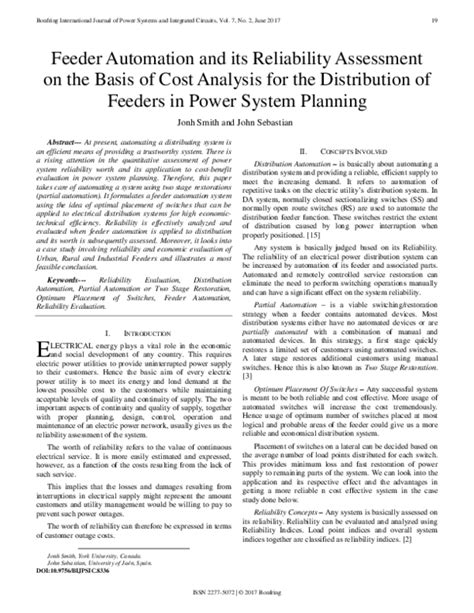 Pdf Feeder Automation And Its Reliability Assessment On The Basis Of