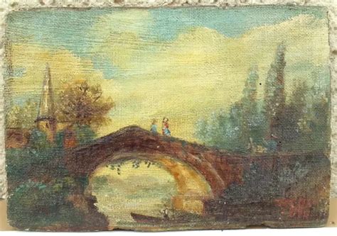PETIT TABLEAU ANCIEN Peinture Huile sur Toile et Panneau Paysage Signé