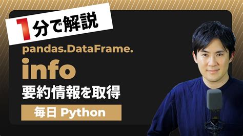 【毎日python】pandasでデータフレームの要約情報を取得する方法｜info pythonちゃん