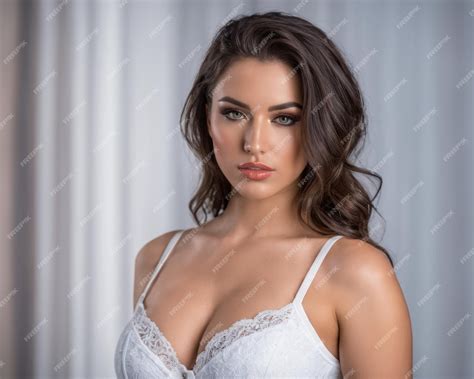 Premium Photo A Beautiful Young Woman In A White Bralette