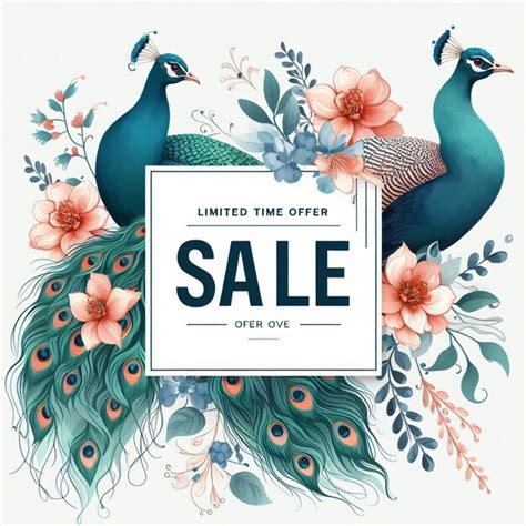Premium Photo Vector Shop Ad Template With Watercolor Peacocks And