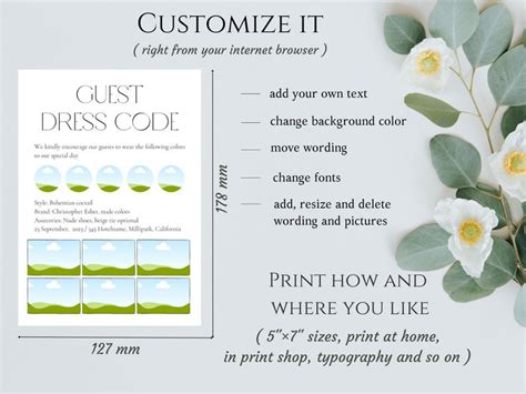 Guest Dress Code Card Minimalist Wedding Attire Card Etsy