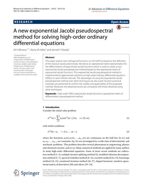 Pdf A New Exponential Jacobi Pseudospectral Method For Solving High Order Ordinary