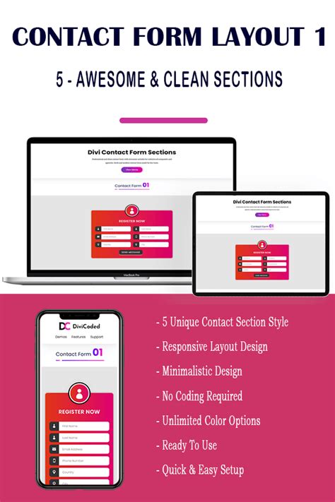 Divi Contact Form Sections Layout 1
