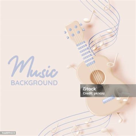 기타 또는 우쿨렐레 음악 노트 노래 멜로디 또는 튜닝 3d 현실적인 벡터 0명에 대한 스톡 벡터 아트 및 기타 이미지 0명 과거 규모 Istock