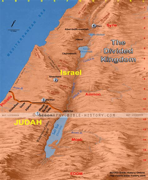 Map Of The Divided Kingdom Israel And Judah