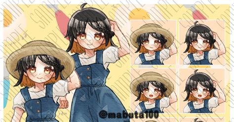 オリジナル 【skima販売】🎨麦わら帽子を被った女の子｜表情差分4種・麦わ 飛ぶうさぎのイラスト Pixiv