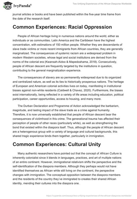 Two Unifying Experiences Of The African Diasporas Worldwide 1393
